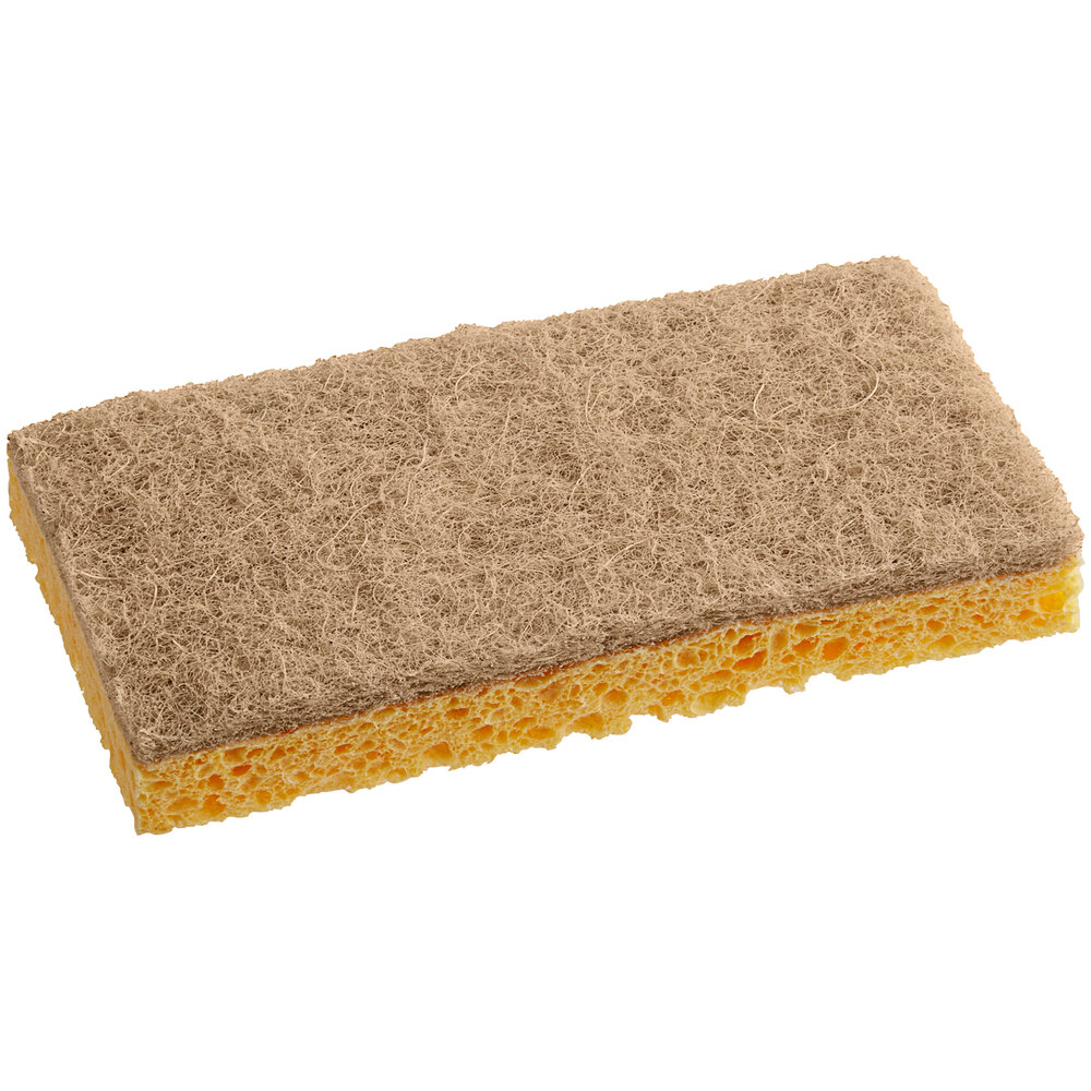 Lavex 6" x 3 1/2" x 3/4" Eco Yellow Sisal Sponge / Natural Sisal ...