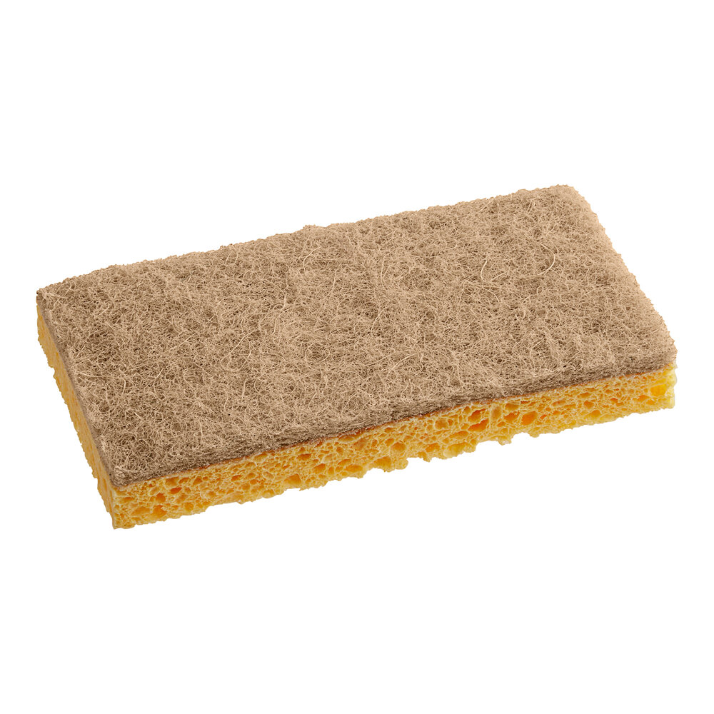 Lavex 6" x 3 1/2" x 3/4" Eco Yellow Sisal Sponge / Natural Sisal ...