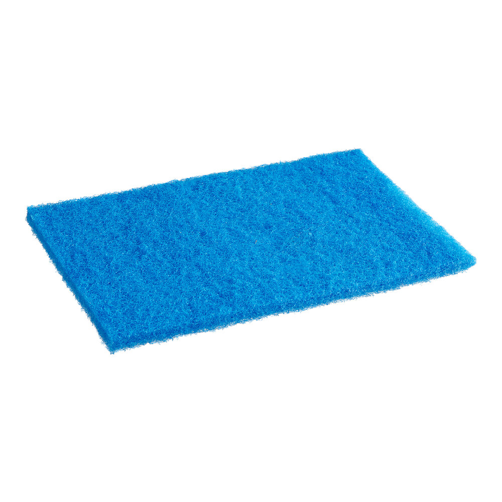 Lavex 9" x 6" x 1/4" Light-Duty Blue Scouring Pad - 10/Pack