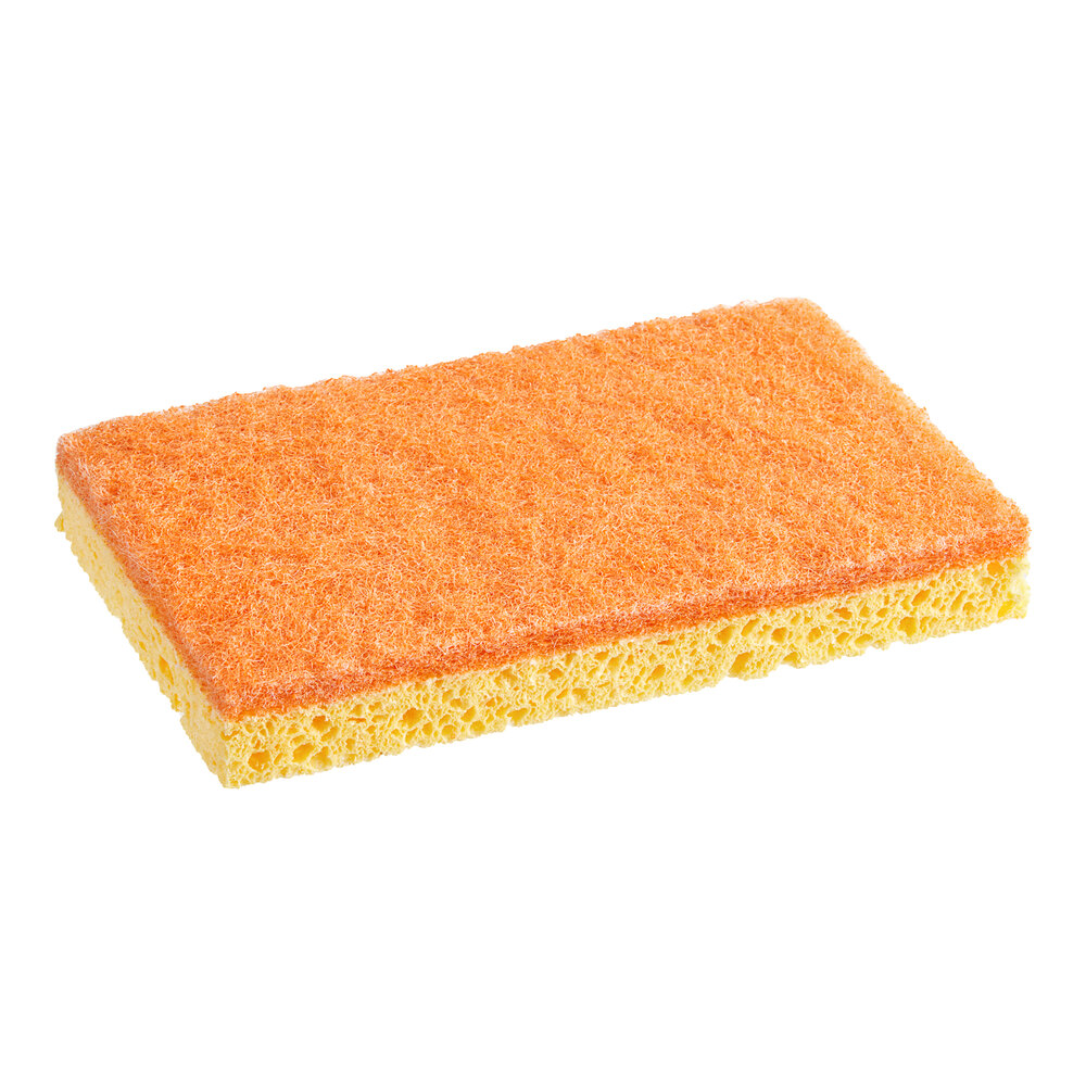 Lavex 6" x 3 1/2" x 3/4" Orange Cellulose Sponge / Orange Medium-Duty ...