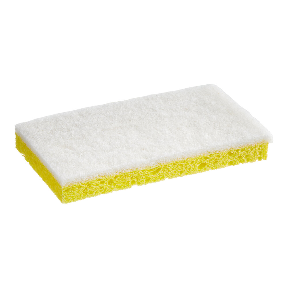 Lavex 6" x 3 1/2" x 3/4" Yellow Cellulose Sponge / White Light-Duty ...