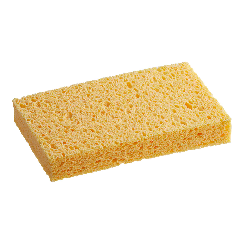 Lavex 6" x 3 1/2" x 3/4" Natural Cellulose Sponge - 6/Pack