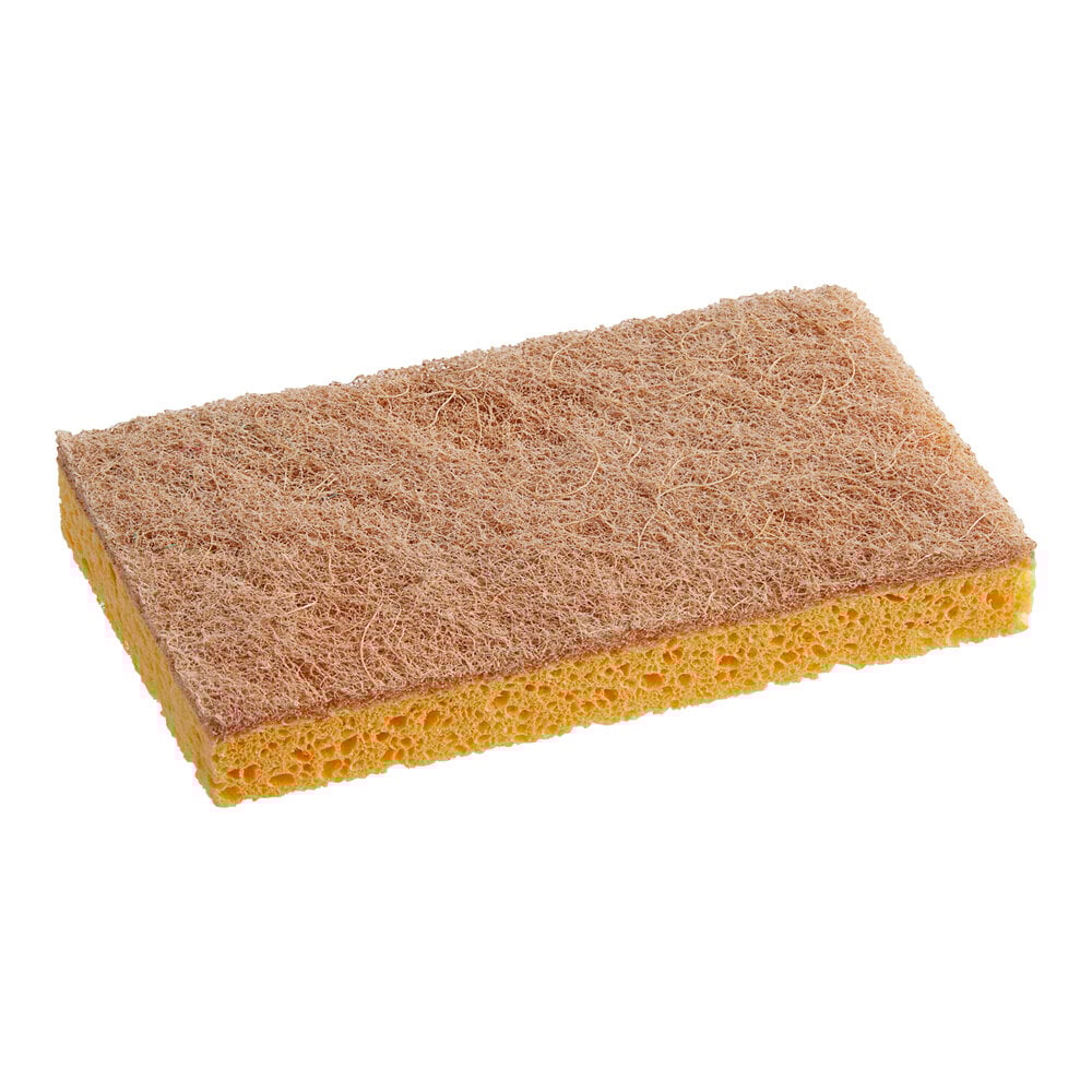 Lavex 6" x 3 1/2" x 3/4" Eco Yellow Cellulose Sponge / Natural Sisal ...