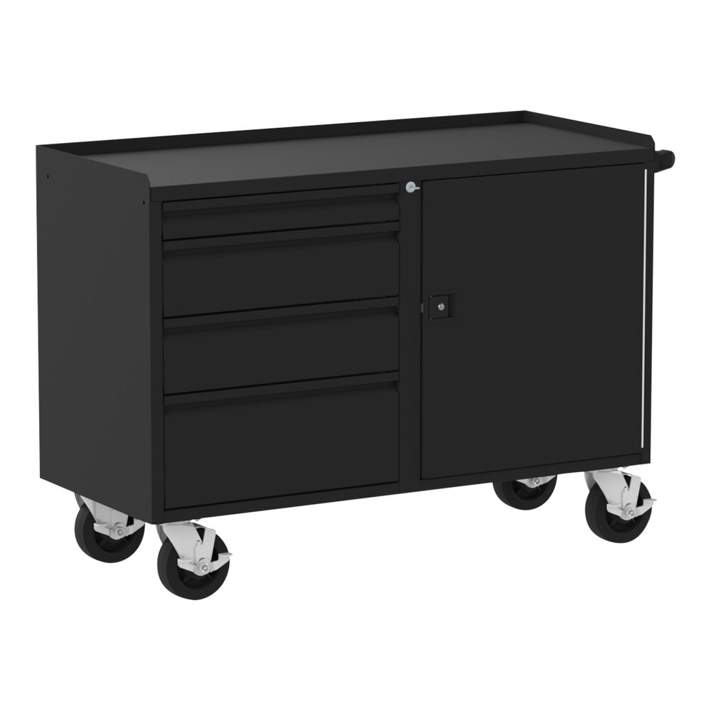 Valley Craft Deluxe 48" Black Workbench with 4 Drawers and Door F89613RB