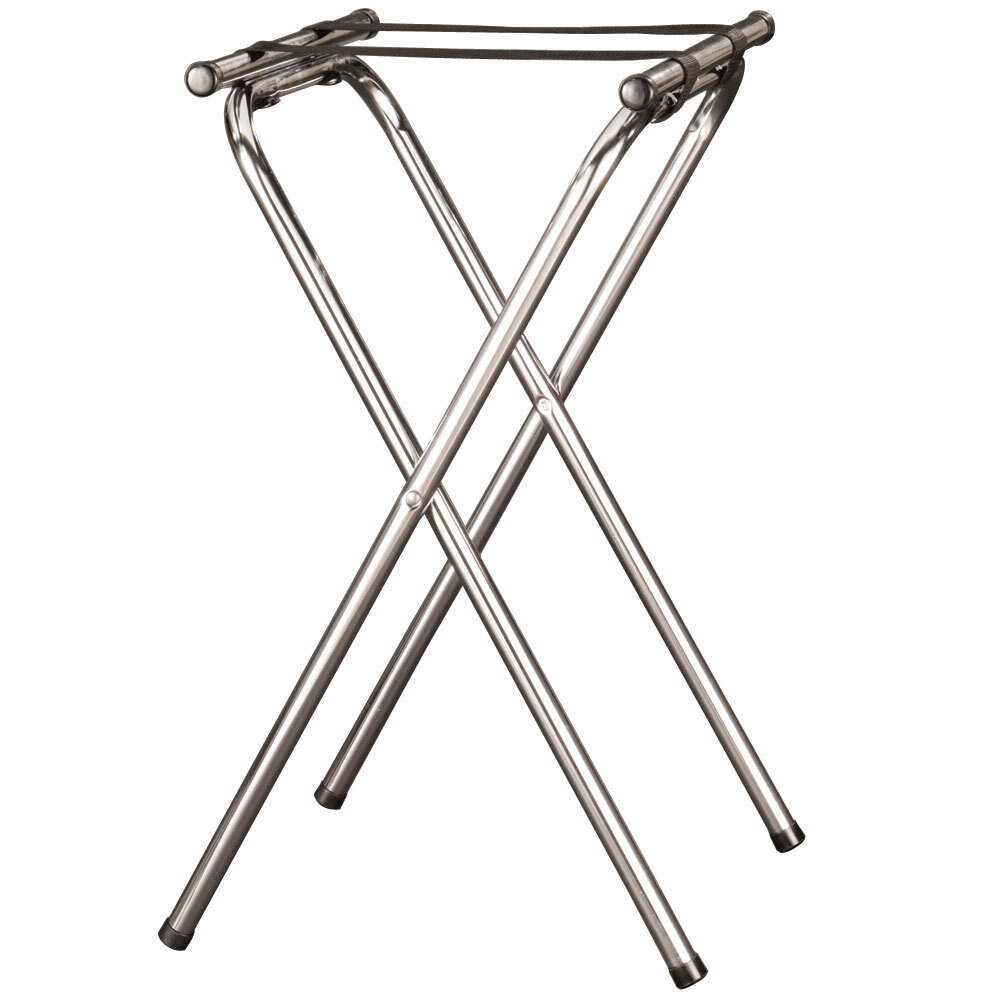 American Metalcraft 31" Polished Chrome Deluxe Folding Tray Stand