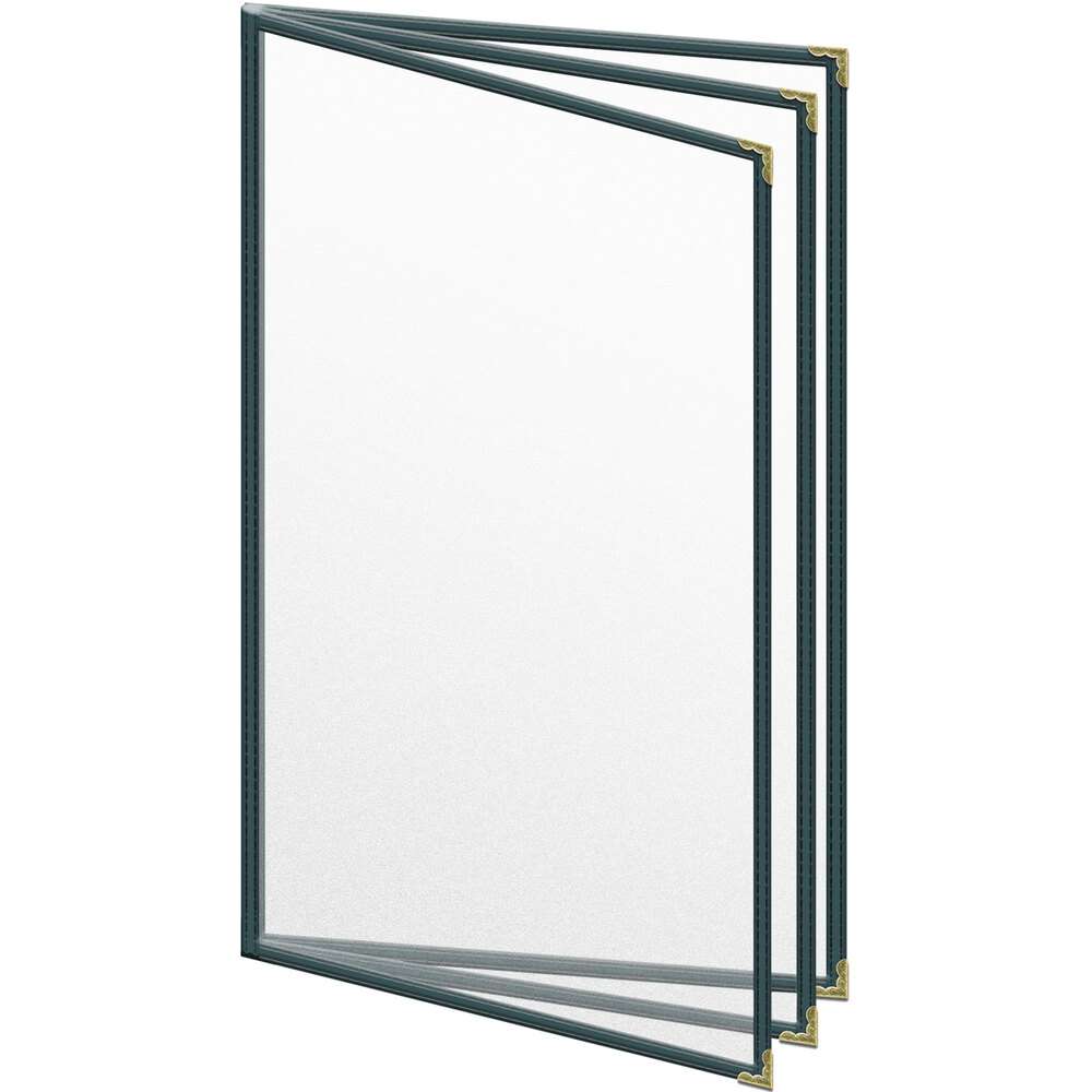 H. Risch, Inc. TETB Deluxe Sewn 8 1/2" x 14" Green 6 View Vinyl Menu ...