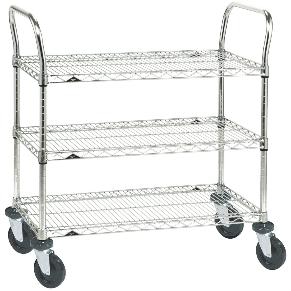 Metro 3SPN55ABR Super Erecta Brite Three Shelf Heavy Duty Utility Cart ...
