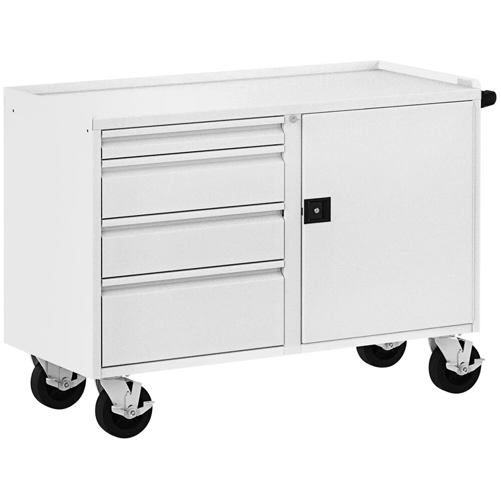 Valley Craft Deluxe 48" White Workbench with 4 Drawers and Door F89613WW