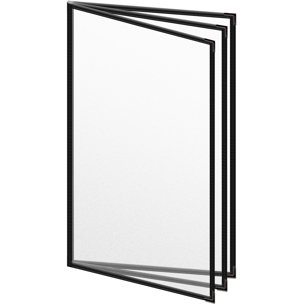 H. Risch, Inc. TETB Deluxe Sewn 8 1/2" x 14" Black 6 View Vinyl Menu ...