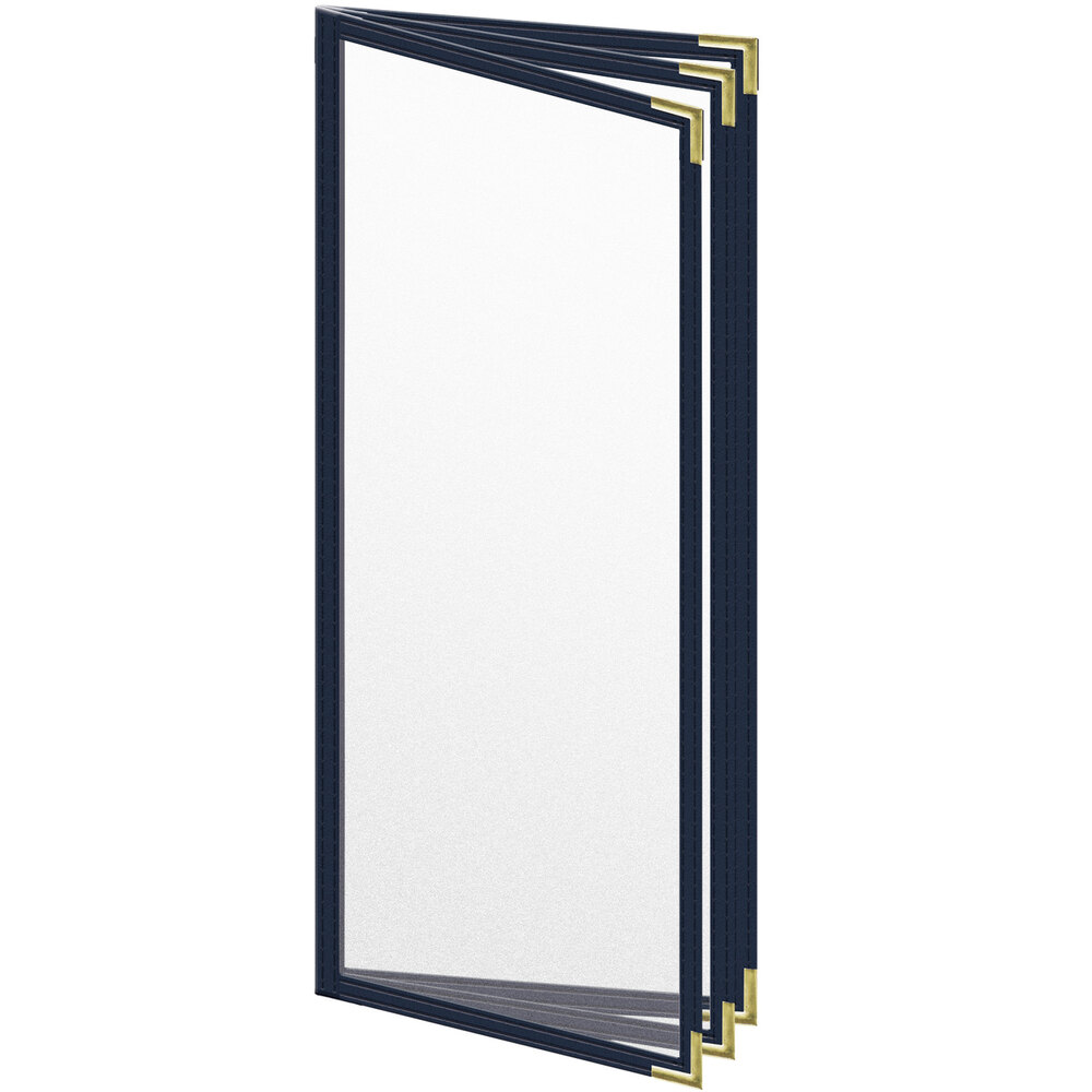 H. Risch, Inc. TETB Deluxe Sewn 4 1/4" x 11" Blue 6 View Vinyl Menu ...