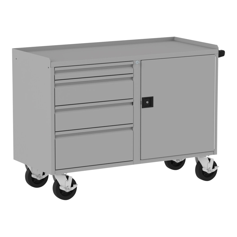 Valley Craft Deluxe 48" Sliver Workbench with 4 Drawers and Door F89613BS