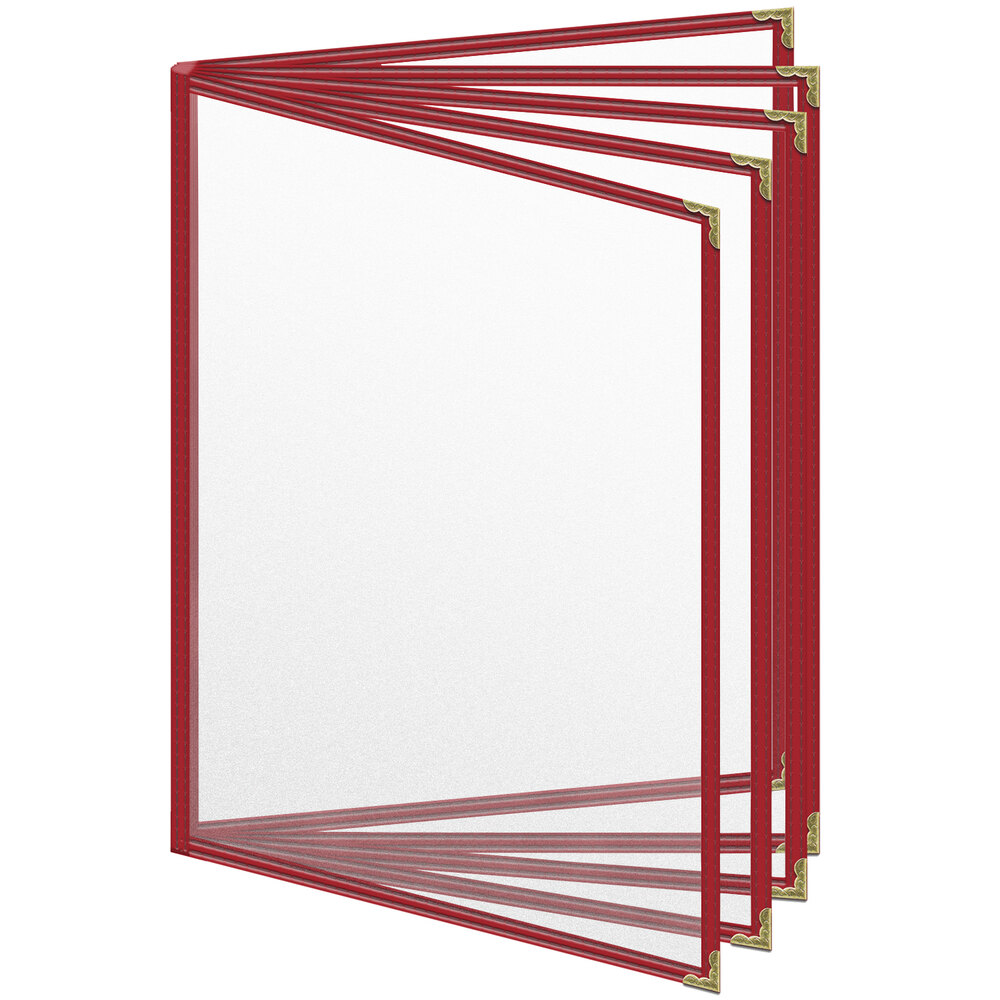 H. Risch, Inc. TE-10V Deluxe Sewn 8 1/2" x 11" Red 10 View Vinyl Menu ...