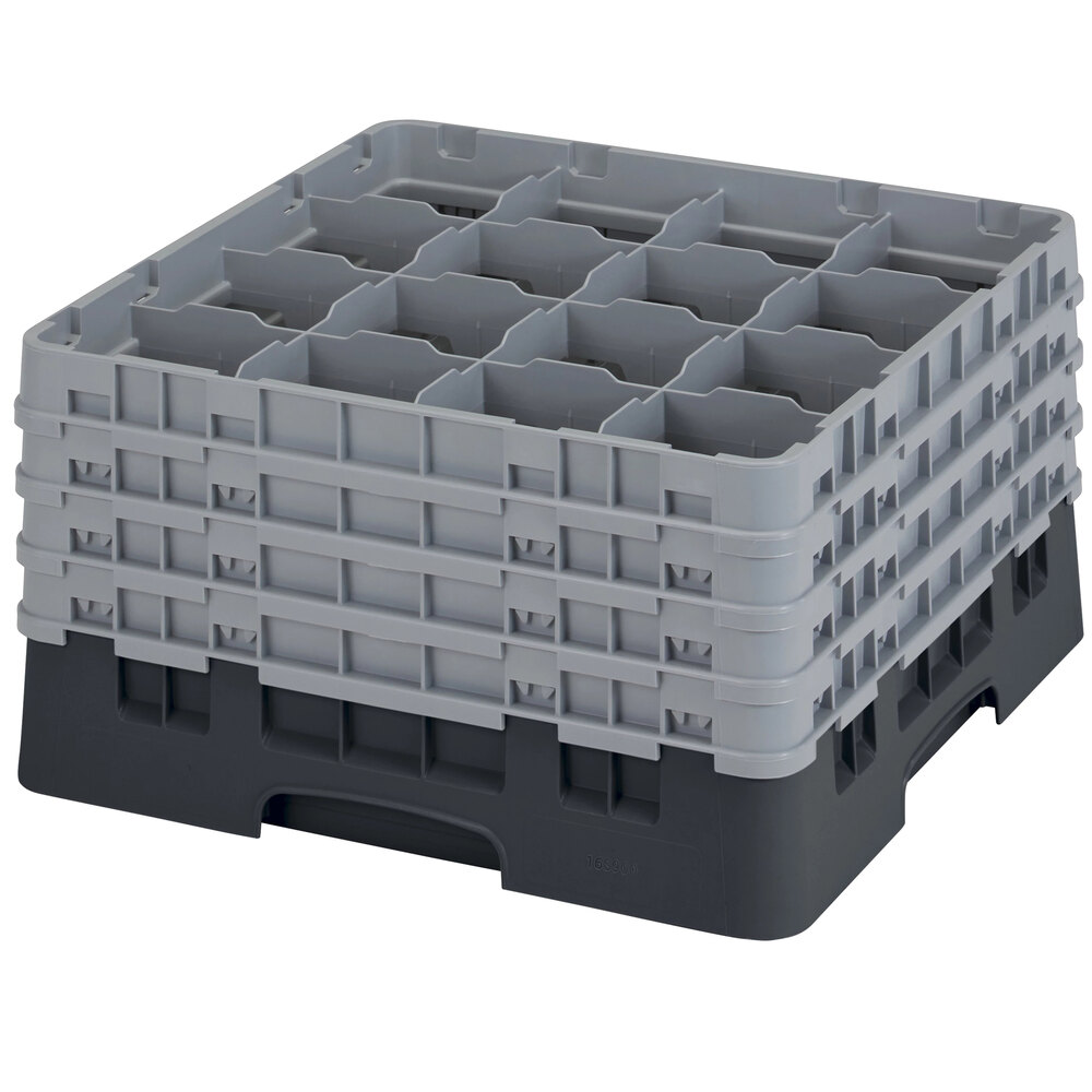 Cambro 16S900110 Camrack 9 3/8" High Customizable Black 16 Compartment ...