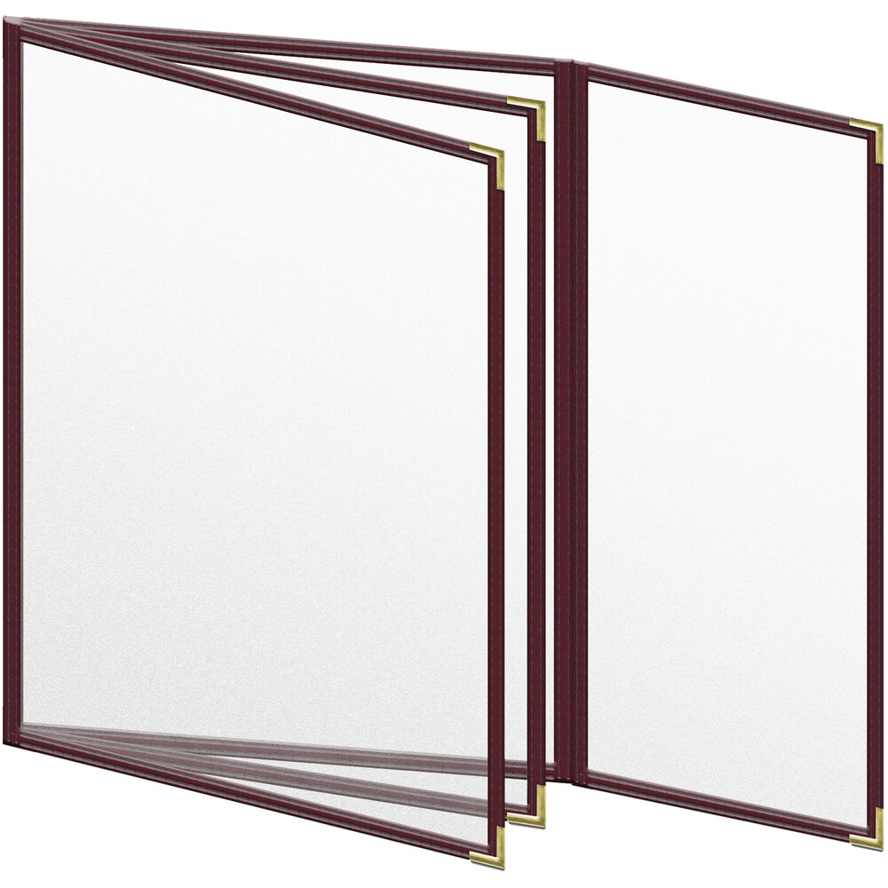 H. Risch, Inc. TETBQ Deluxe Sewn 8 1/2" x 11" Maroon 8 View Vinyl Menu ...