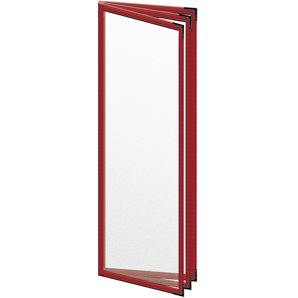 H. Risch, Inc. TETB Deluxe Sewn 4 1/4" x 14" Red 6 View Vinyl Menu ...