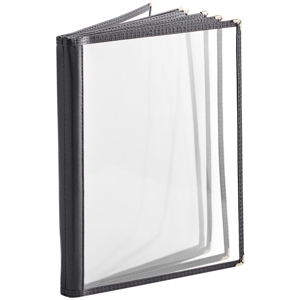 Choice 8 1/2" x 11" Black 12-View Six Pocket Menu Cover