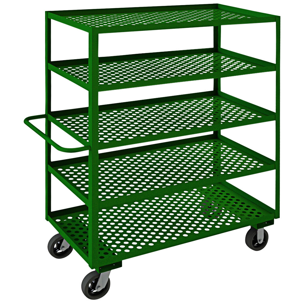 Durham Mfg 24" x 48" Green Steel Garden Cart with 5 Perforated Shelves ...