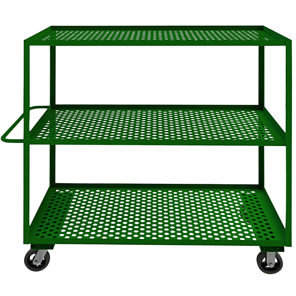 Durham Mfg 30" x 60" Green Steel Garden Cart with 3 Perforated Shelves ...