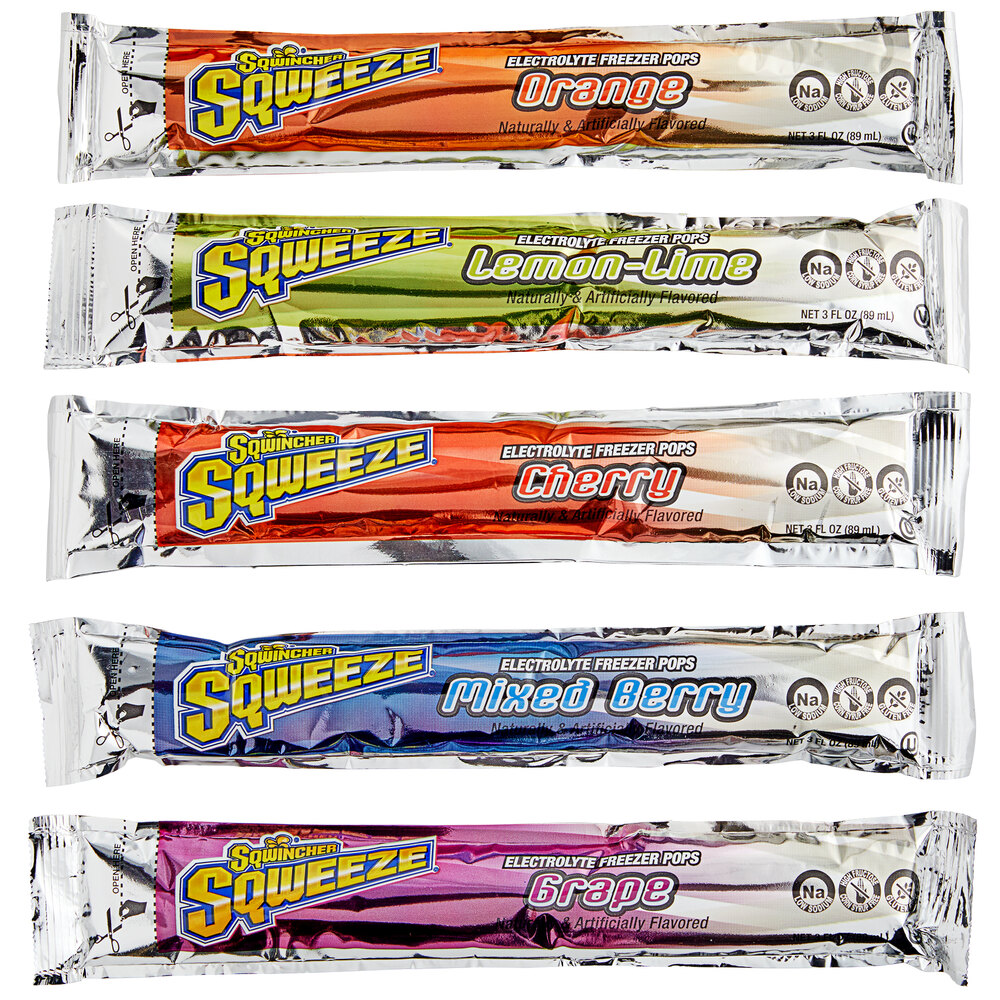 Sqwincher Assorted Electrolyte Freezer Pops 3 fl. oz. - 150/Case