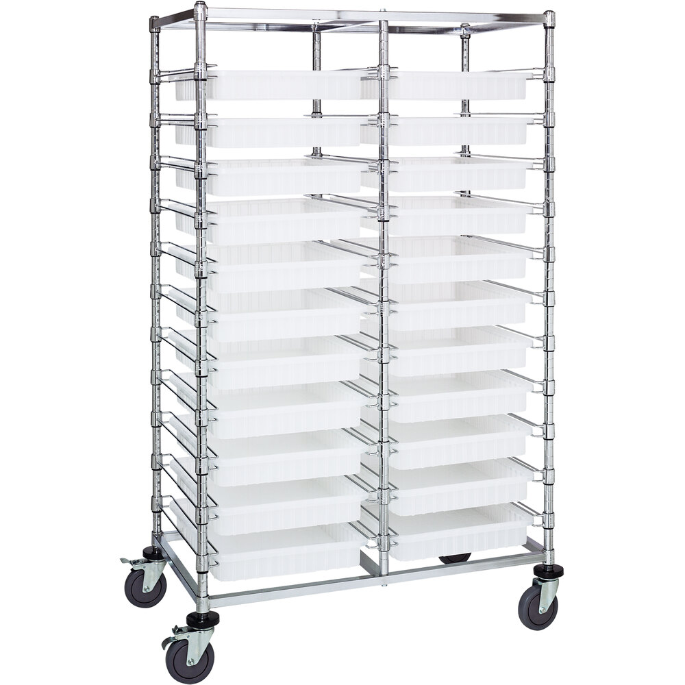 Quantum 24" x 40" x 69" Double Mobile Bin Cart with 22 Clear Divider ...