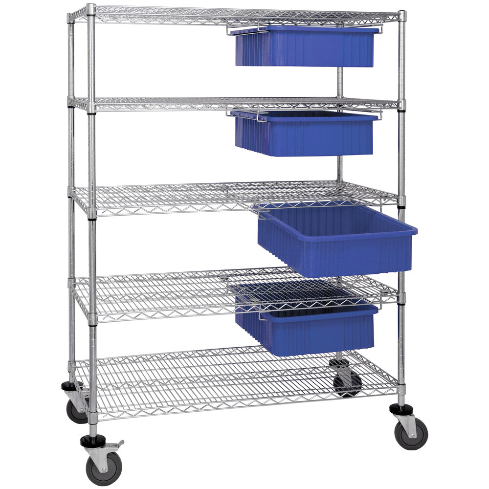 Quantum 24" x 36" x 69" Bin Cart System with 4 Blue Divider Bins WRC5 ...