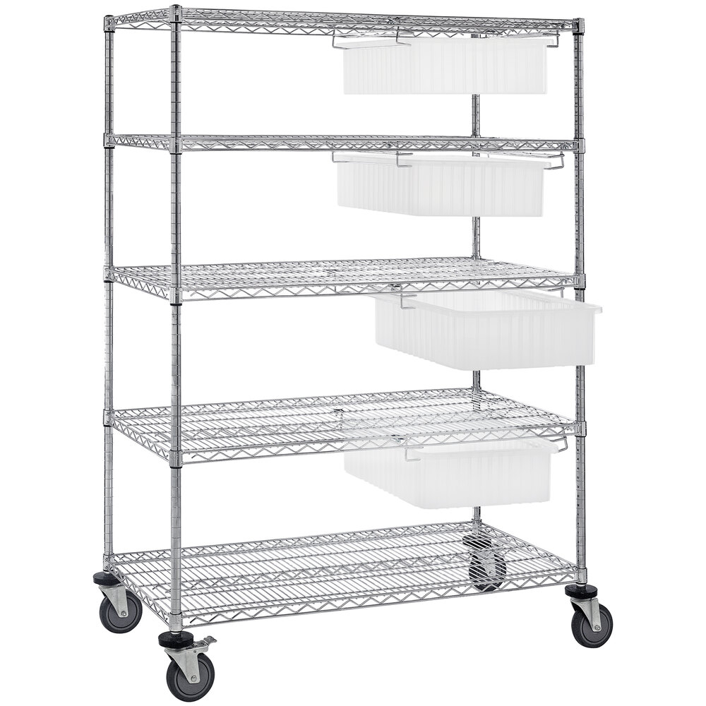 Quantum 24" x 48" x 69" Bin Cart System with 4 Clear Divider Bins WRC5 ...