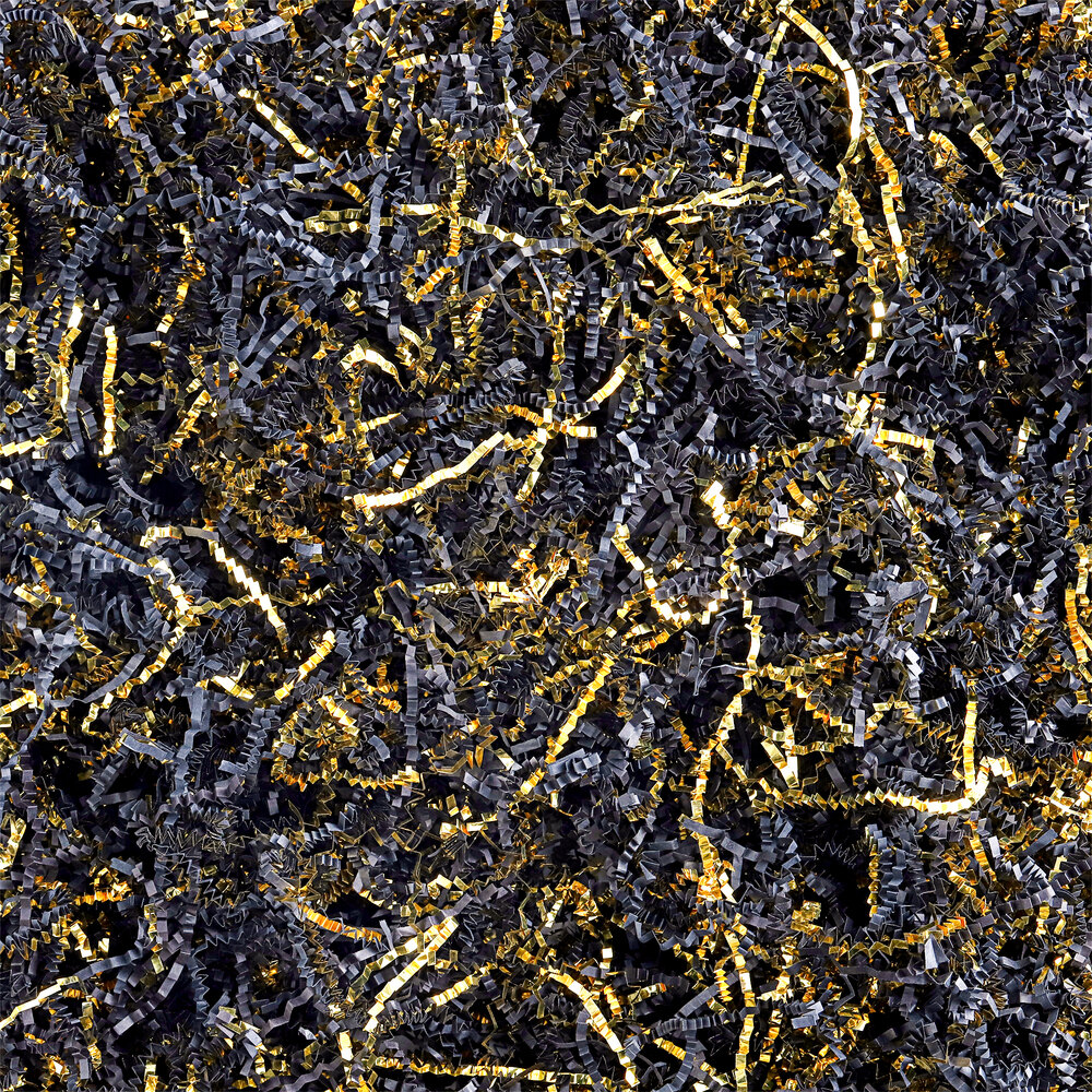Lavex 10 lb. Crinkle Paper Shred Gold and Black Metallic Blend