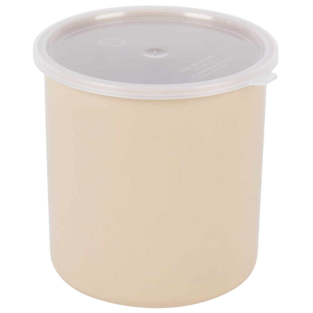 Carlisle Classic 2.7 Qt. Beige Round SAN Plastic Crock with Lid