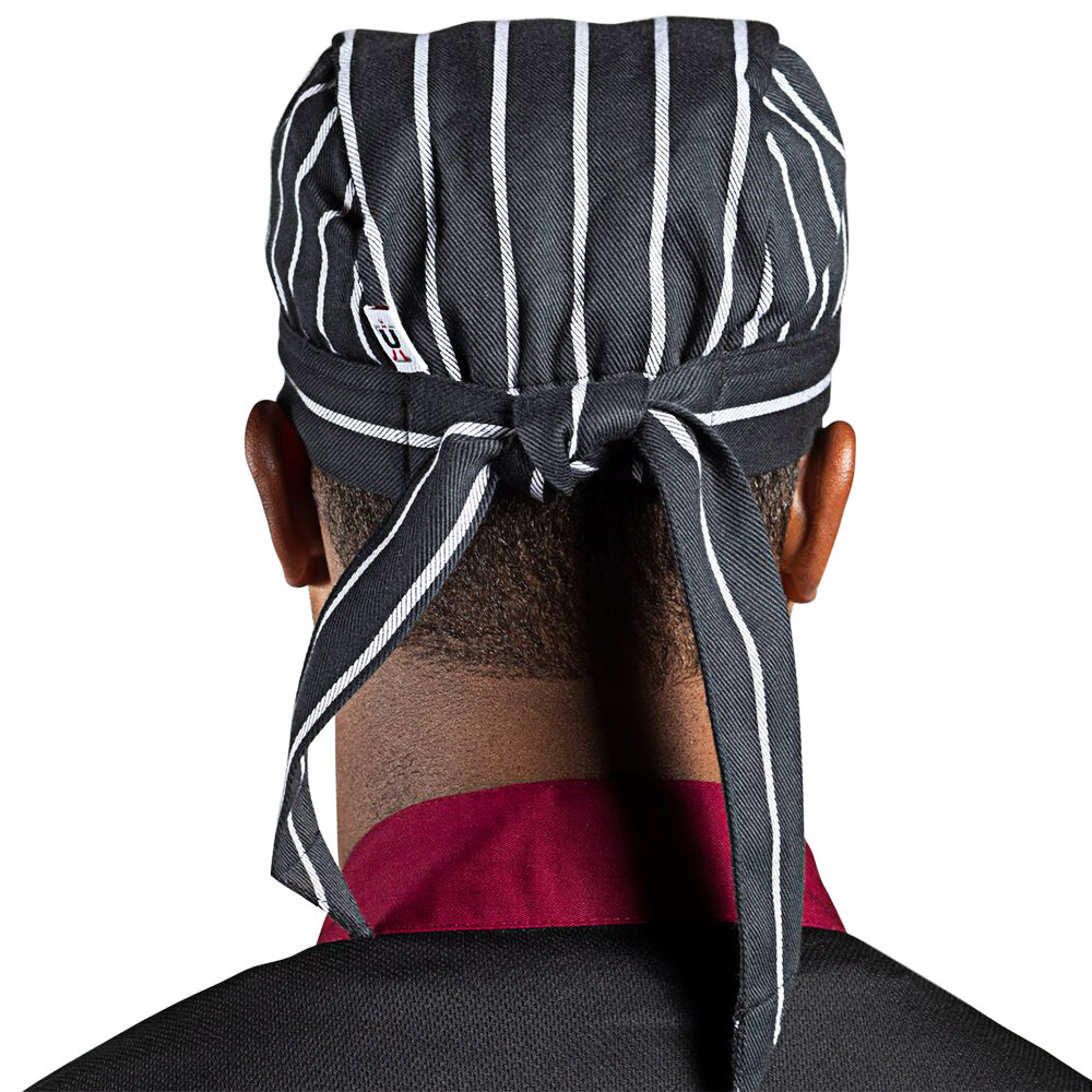 Uncommon Chef Chalk Stripe Customizable Chef Skull Cap with Ties 0155C