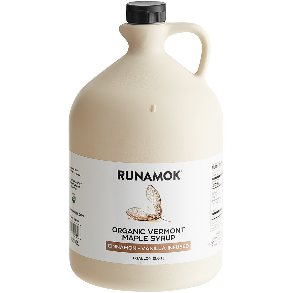 Runamok Grade A Amber Cinnamon and Vanilla-Infused Maple Syrup 1 Gallon