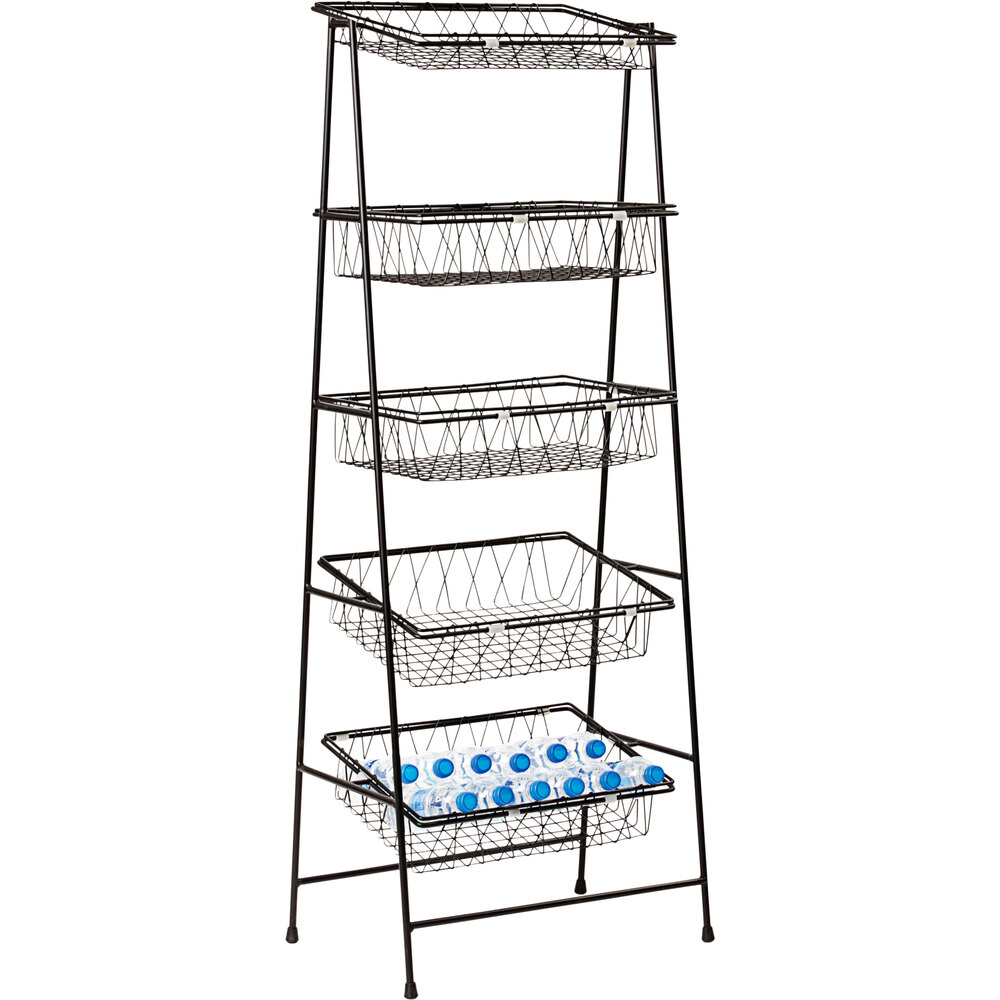 GET Pop 21 1/2" x 14" x 57" Metal Gray Powder-Coated Iron Five-Tier ...
