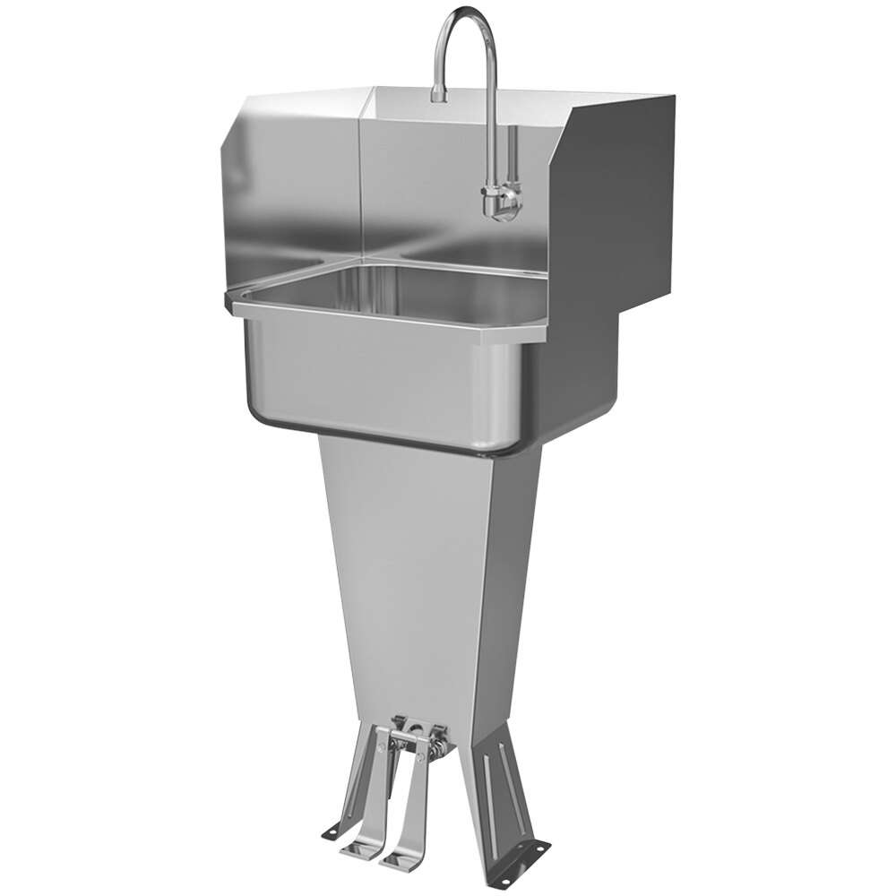 Sani-Lav 503L 19" x 18" Hands-Free Sink with 1 Foot-Operated Faucet and ...