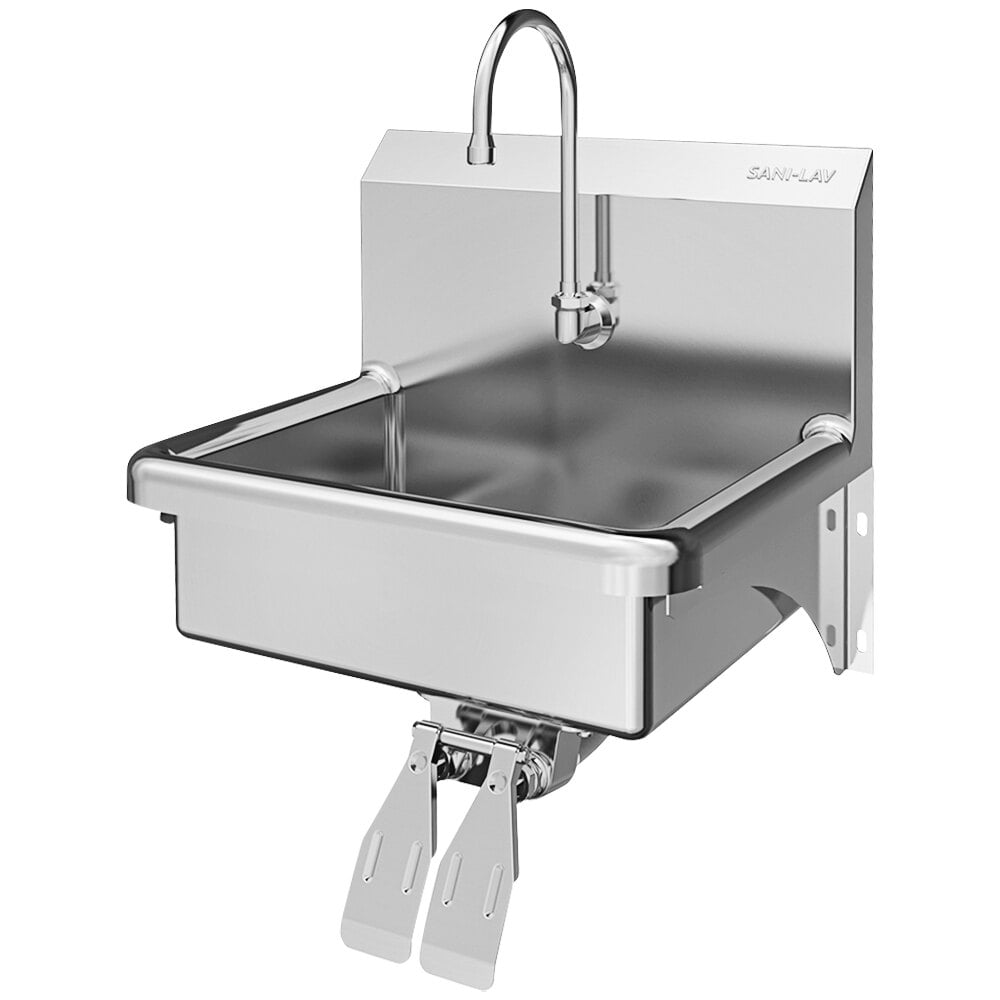 Sani-Lav 608 19" x 16" Wall Mounted Hands-Free Sink with 1 Knee ...