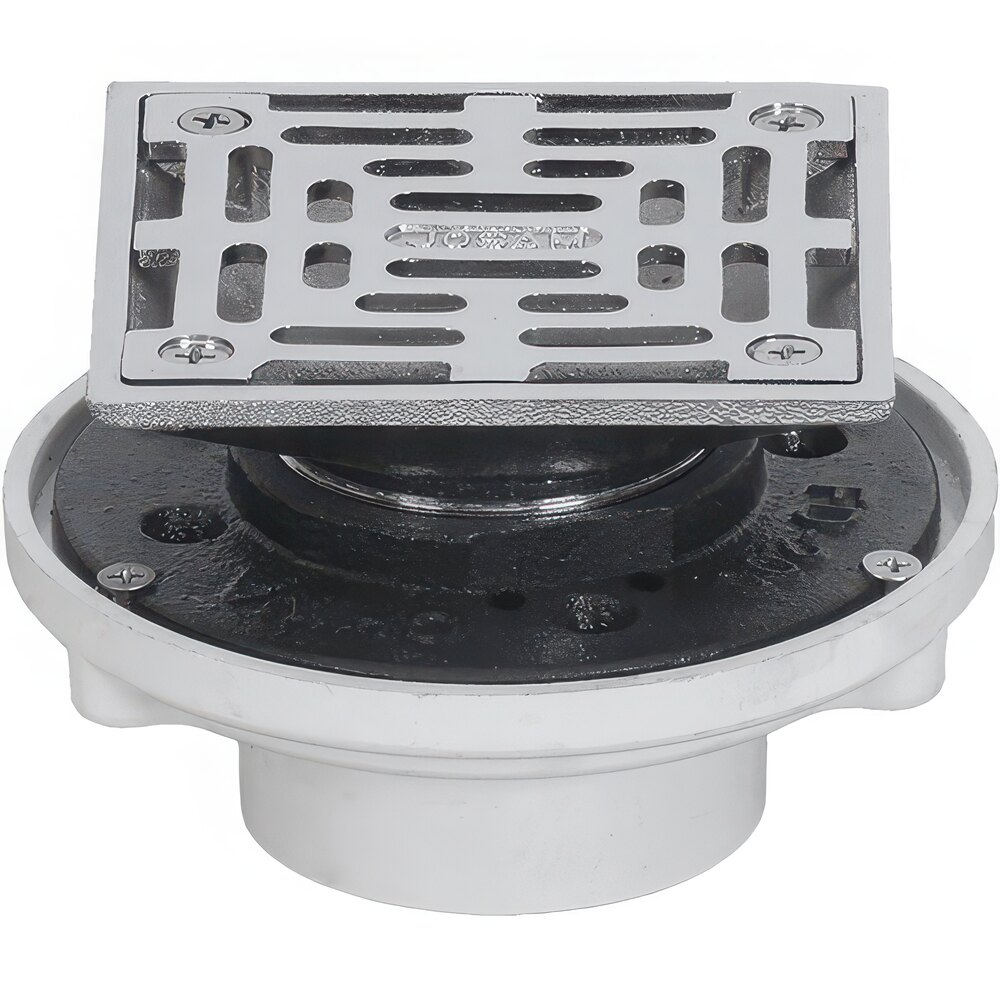 Josam FD-212-4CP-SQ 4" Square Adjustable PVC Floor Drain with Chrome ...
