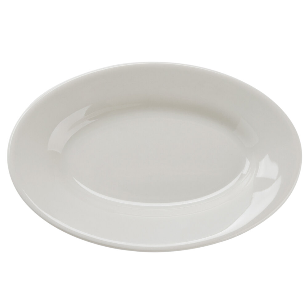 7" x 4 5/8" Ivory (American White) Wide Rim Rolled Edge Oval China ...