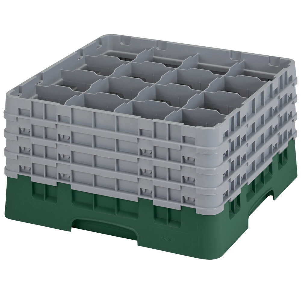 Cambro 16S900-119 Camrack 9 3/8" High Customizable Green 16 Compartment ...