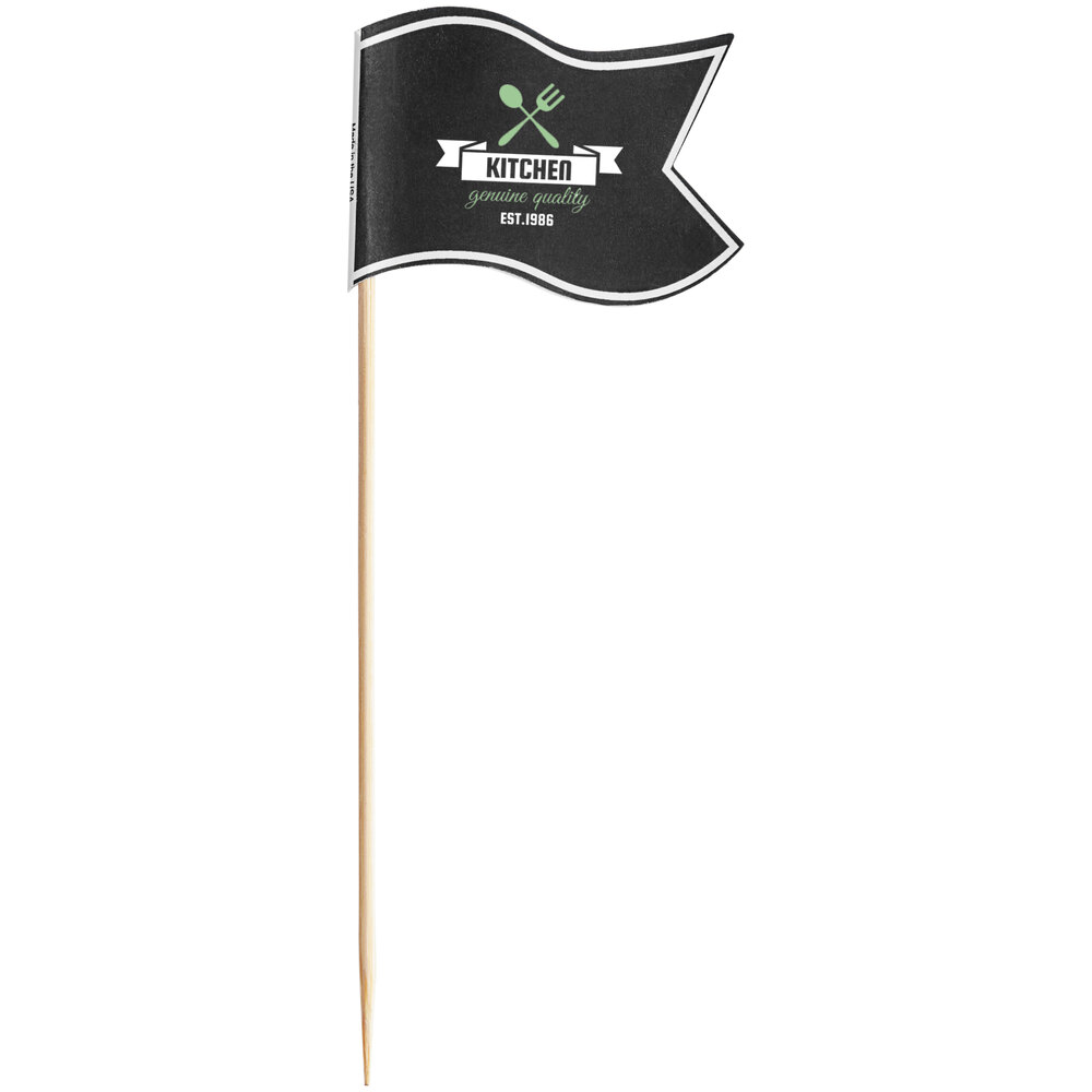 Customizable Medium Wavy Flag Pick / Food Marker 4 3/4" - 5,000/Case