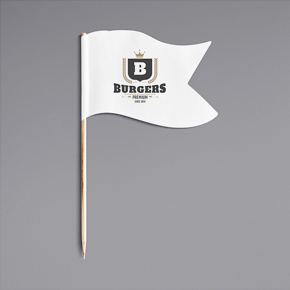 Customizable Large Wavy Flag Pick / Food Marker 4 3/4" - 5,000/Case