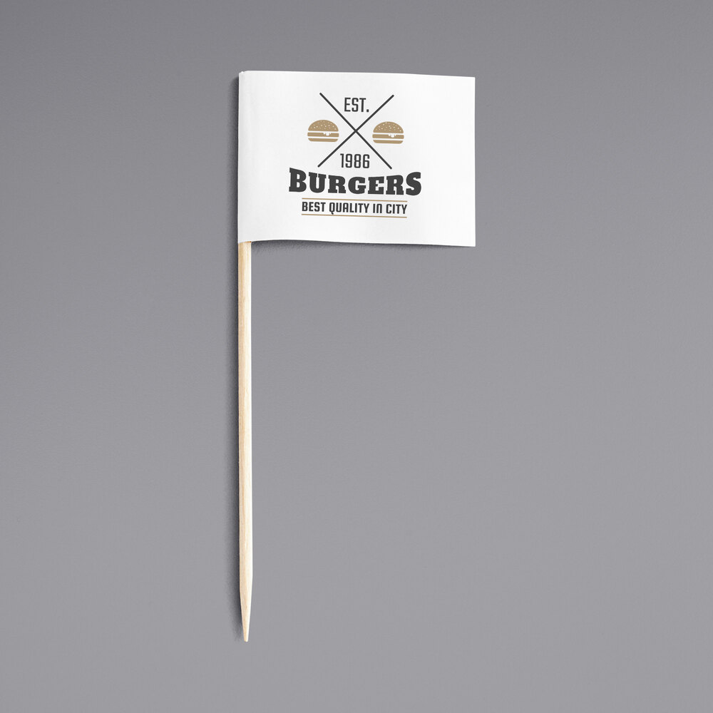 Customizable Small Rectangle Flag Pick / Food Marker 3 1/8" - 5,000/Case