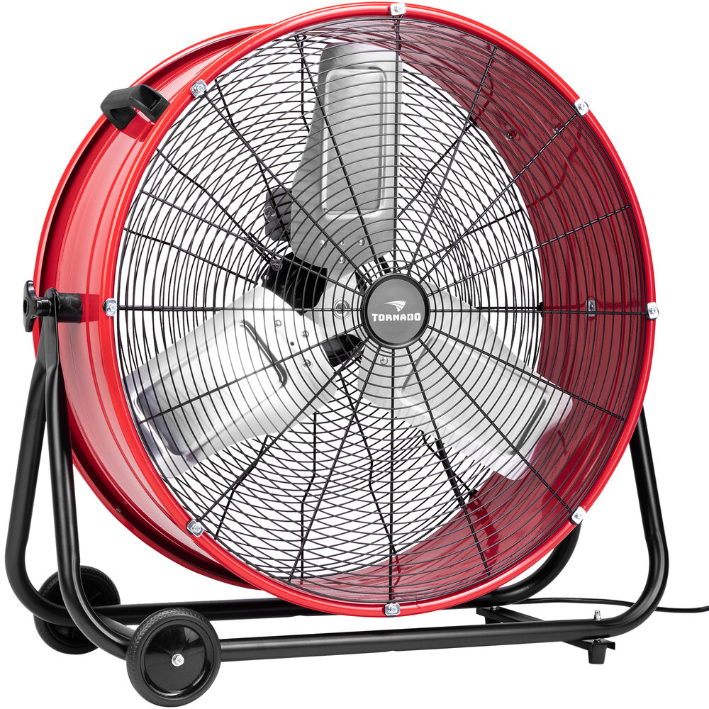 Tornado 24" Red 3-Speed High-Velocity Metal Portable Tilt Blower Drum ...