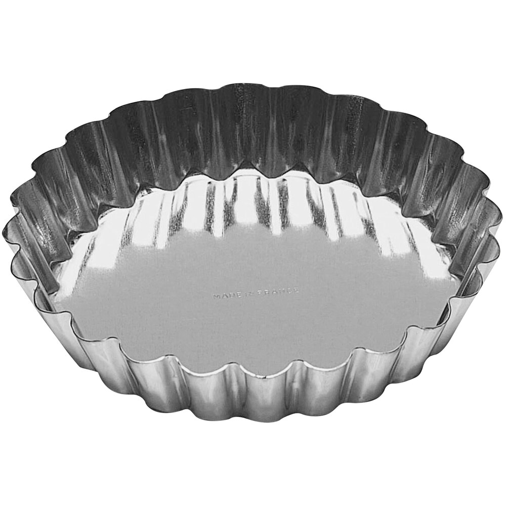 Gobel 4" x 11/16" Round Fluted Tin-Plated Tartlet Pan 193570