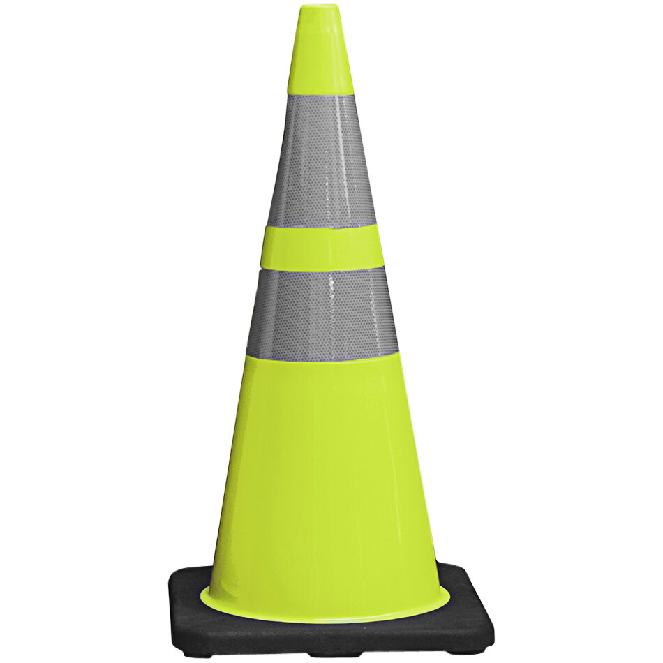 Cortina DW Series 28" Lime Traffic Cone with 7 lb. Base and Double ...