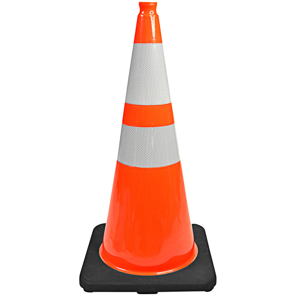Cortina DW Series 28" Orange Traffic Cone with 7 lb. Base and Double ...