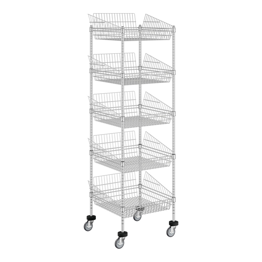 Regency 24" x 24" x 80" NSF Chrome Mobile 5 Basket Retail Storage ...