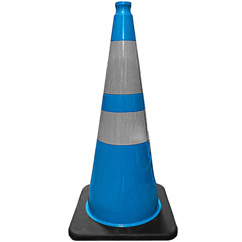 Cortina DW Series 28" Blue Traffic Cone with 7 lb. Base and Double ...
