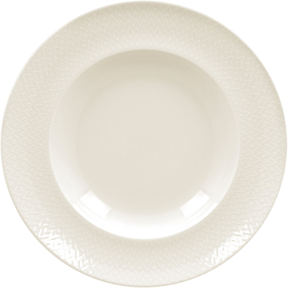 RAK Porcelain Favourite 9 1/2" Ivory Embossed Deep Plate - 12/Case