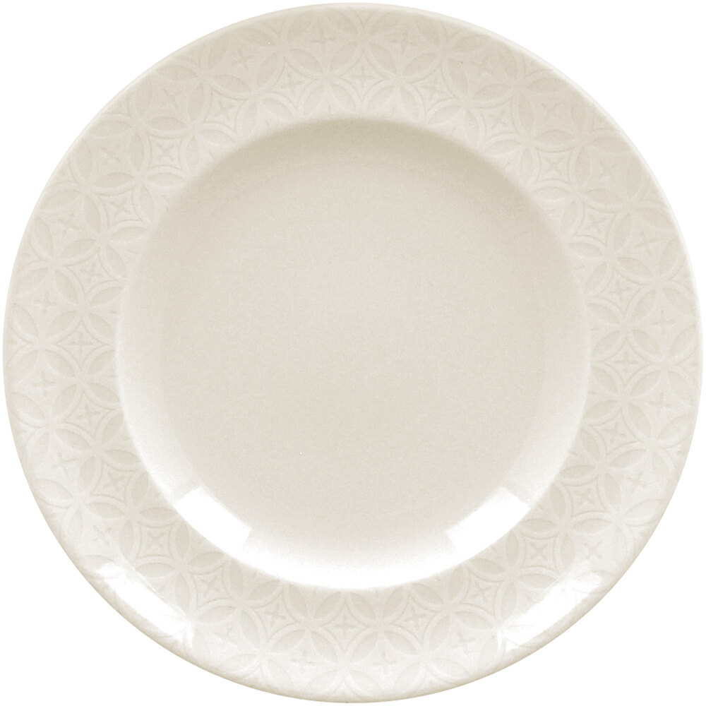 RAK Porcelain Lace 5 15/16" Ivory Embossed Porcelain Flat Plate - 24/Case