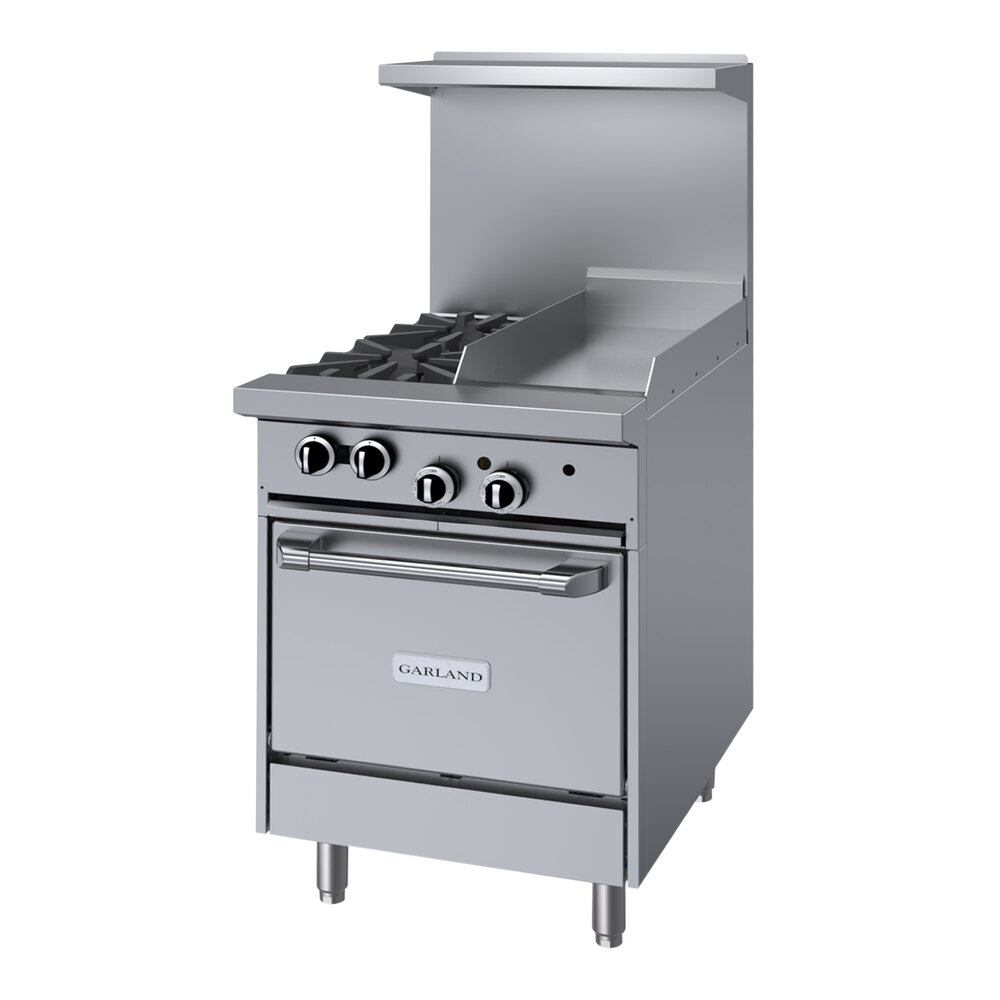 Garland G24-2G12L Natural Gas 2 Burner 24" Range with 12" Griddle and ...
