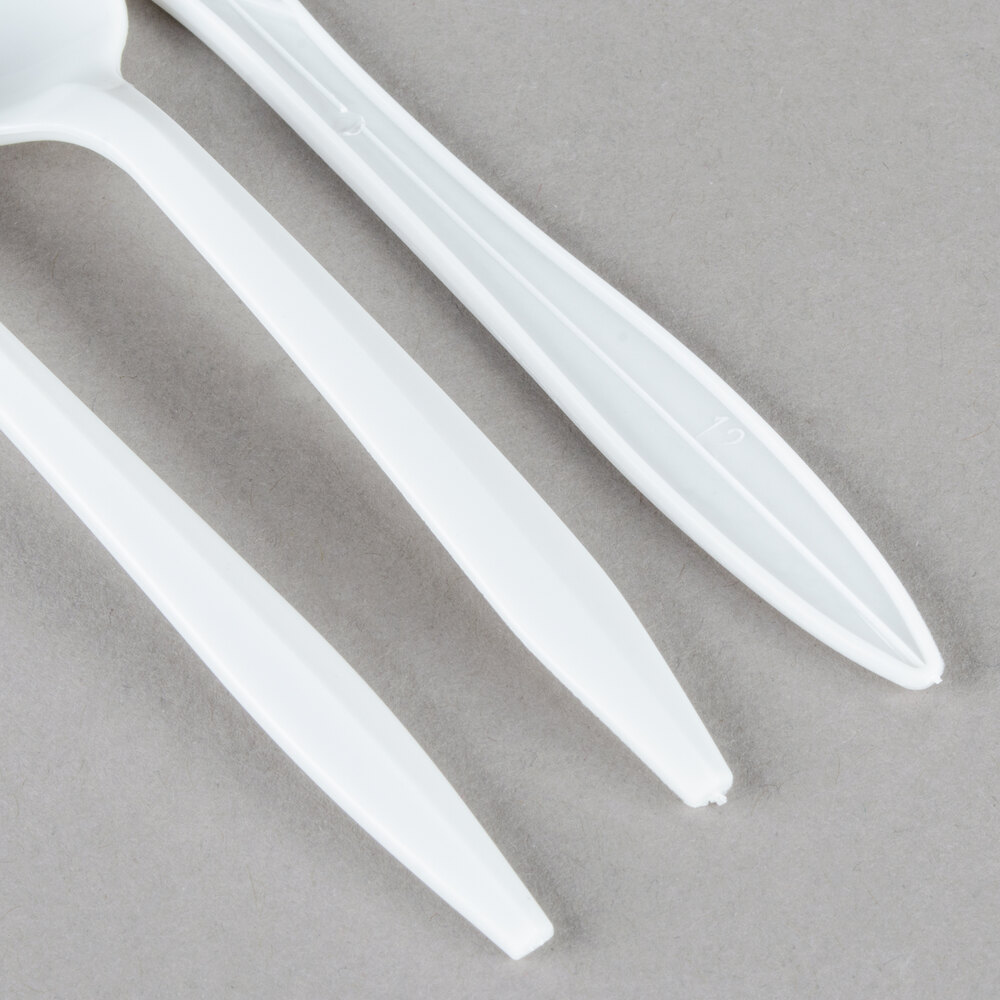 Choice Individually Wrapped White Medium Weight Plastic Cutlery Pack ...