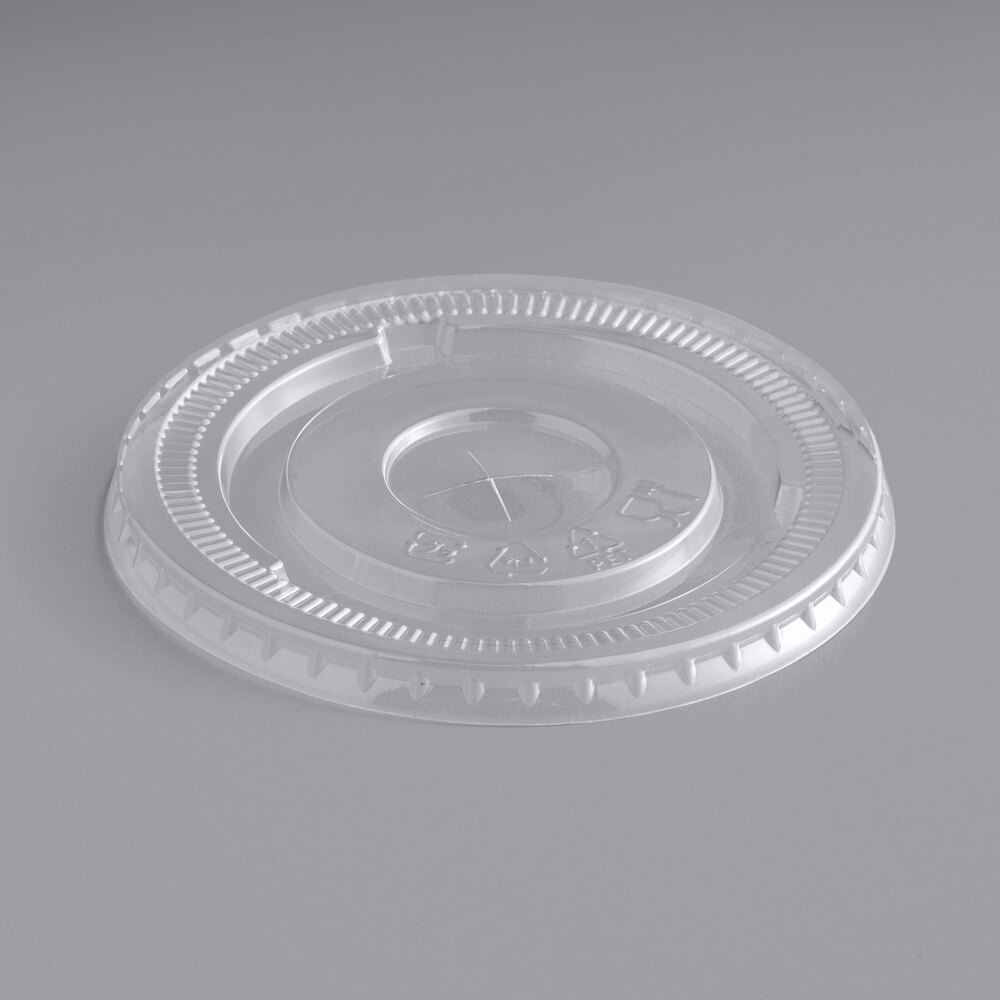 Choice Clear Plastic Flat Lid with Straw Slot 42 oz. - 500/Case